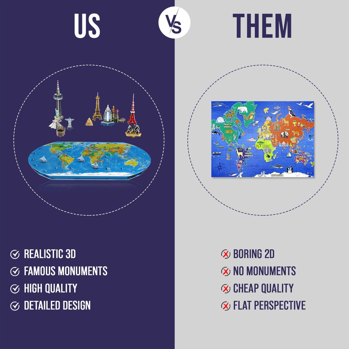 World Map Kids 3D Puzzle - Fun & Educational Interactive Map Toy with ...