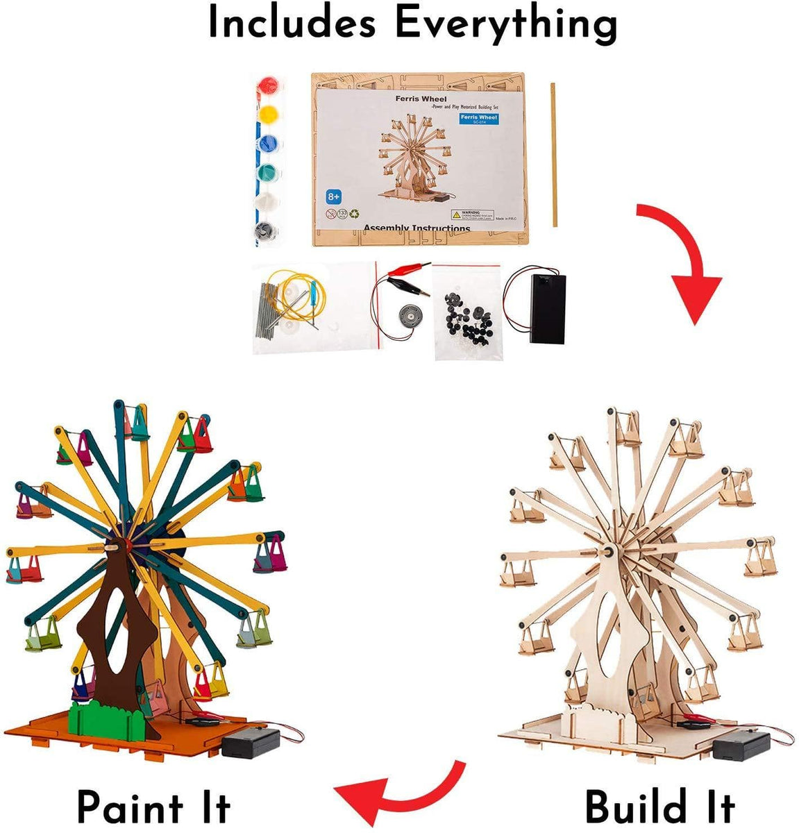 DIY Wooden Ferris Wheel Kit | STEM Construction Model with Motor for K ...